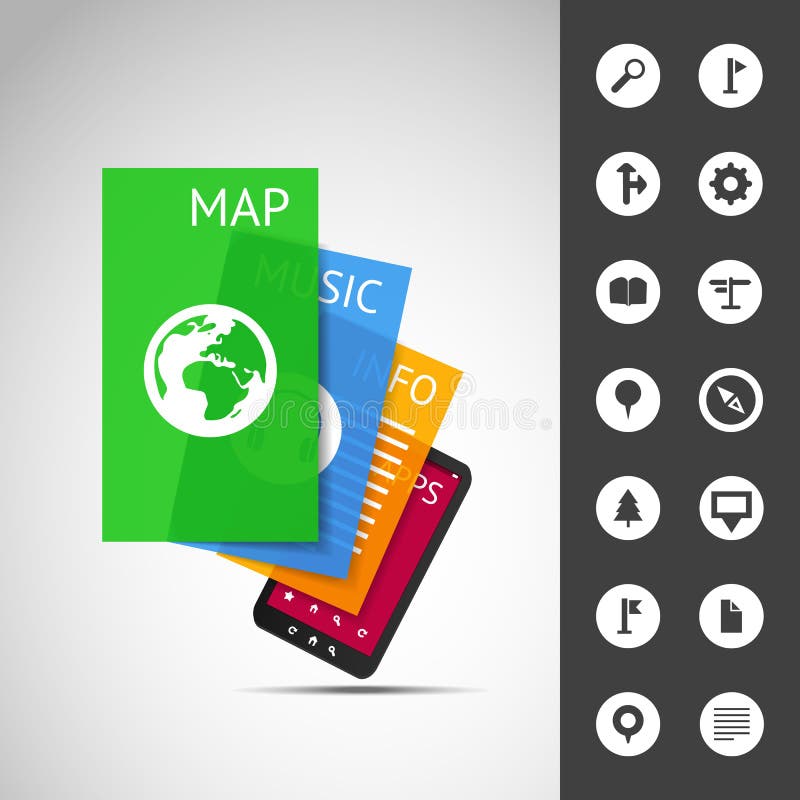 Smartphone with Layers and Icons Stock Vector - Illustration of camera ...