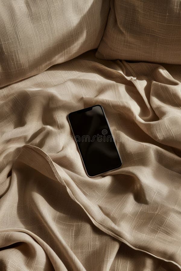 Smartphone Laying on a Beige Fabric. Vertical Orientation Stock ...
