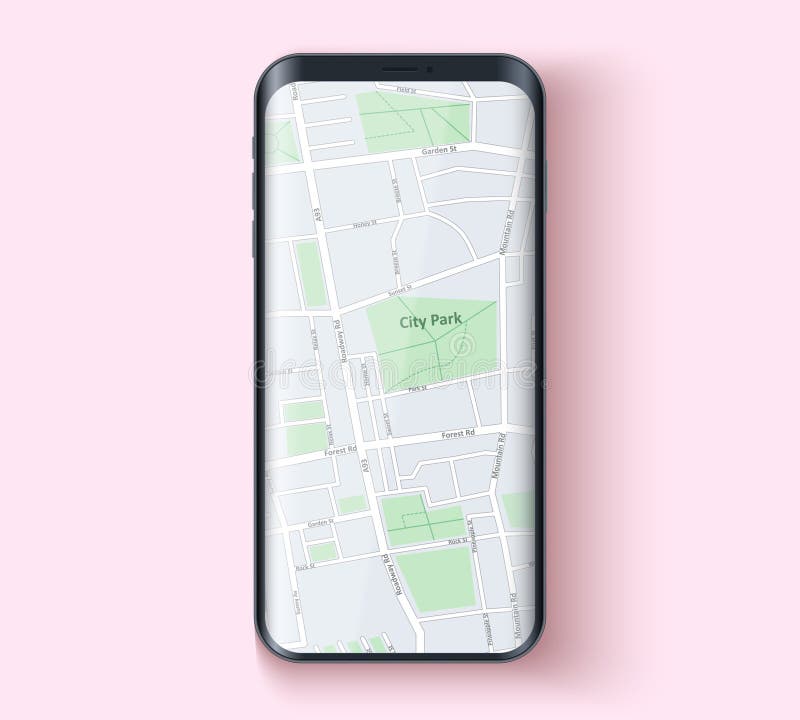 Smartphone Layout Mockup with Map Stock Vector - Illustration of mobile ...
