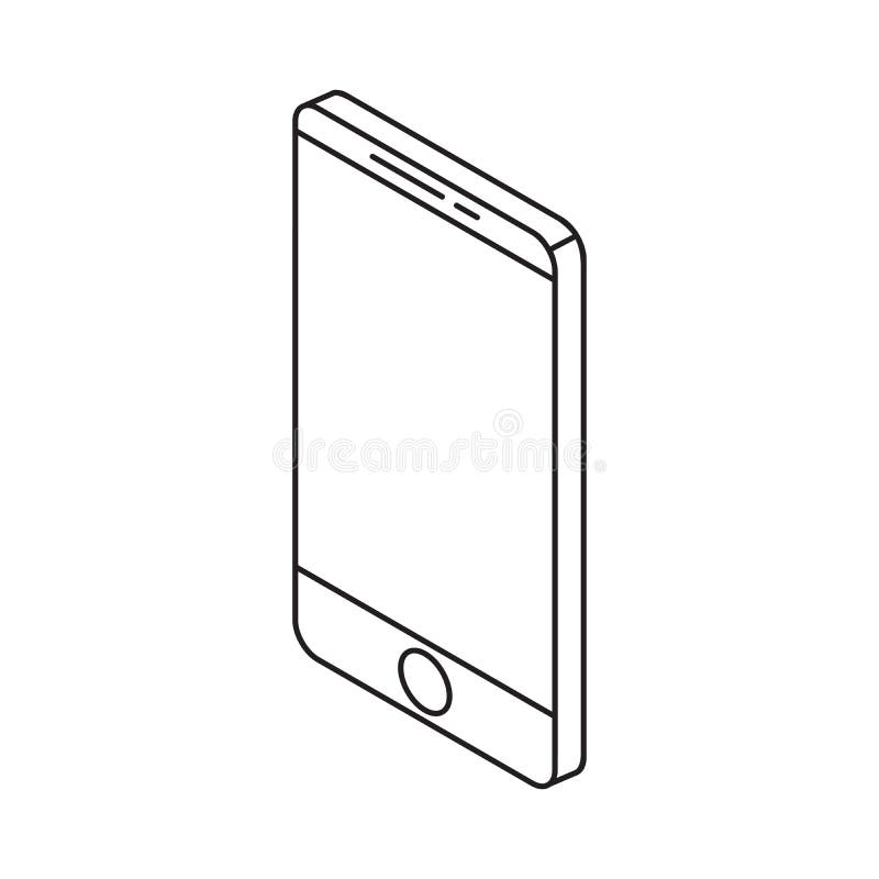 Smartphone from Left View Single Isolated Icon with Line or Outline ...