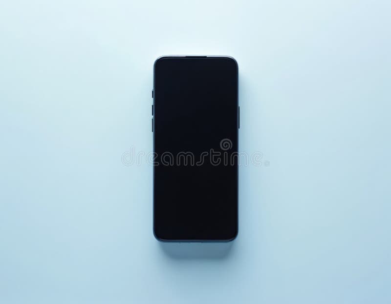 Smartphone on Light Blue Background. Modern Mobile Phone with Blank ...