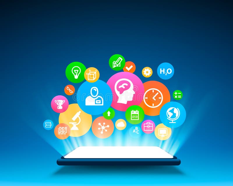 Smartphone Light Screen Many Icons, Technology Mobile Display Light ...