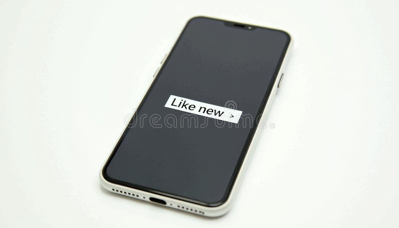 Smartphone with Like New Label on Blank Screen Stock Photo - Image of ...