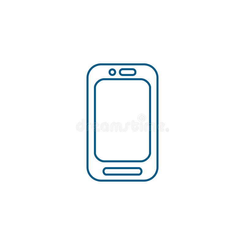 Smartphone Line Blue Icon on White Background. Blue Flat Style Vector ...