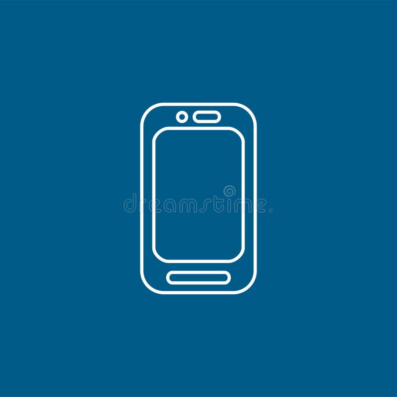 Smartphone Line Icon on Blue Background. Blue Flat Style Vector ...