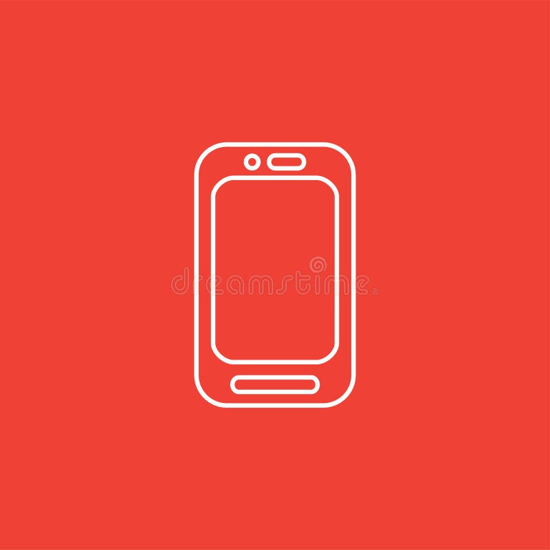 Smartphone Line Icon on Red Background. Red Flat Style Vector ...
