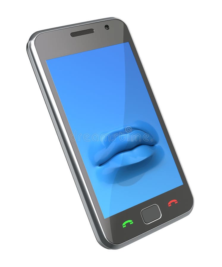 Smartphone with the lips stock illustration. Illustration of telephone ...