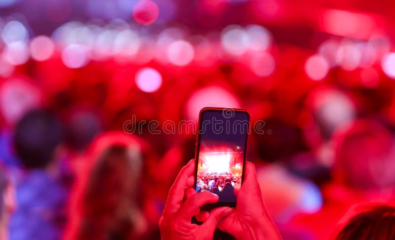 Smartphone during a Live Concert with a Lot of People Stock Image ...