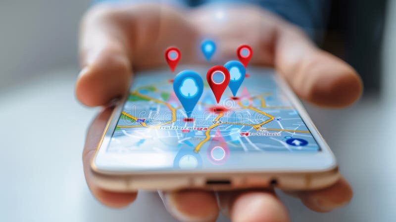 The Smartphone with Location Markers. AI Generated Stock Illustration ...