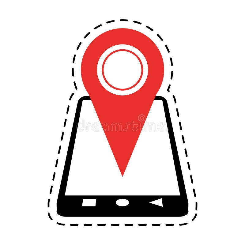Smartphone Location Pin Map Gps Cut Line Stock Vector - Illustration of ...