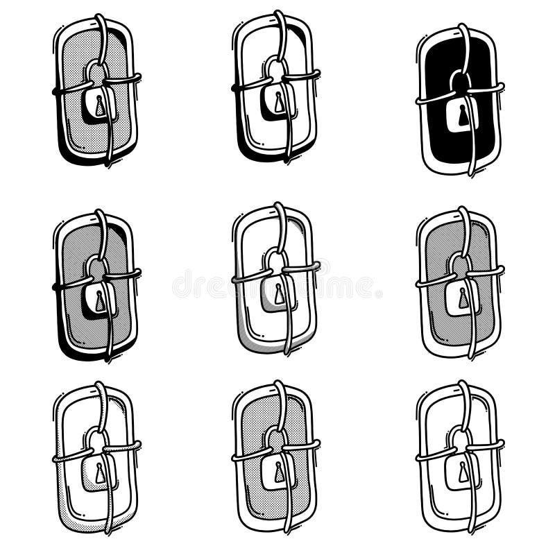 Smartphone and Lock Doodle Vector Icon. Drawing Sketch Illustration ...
