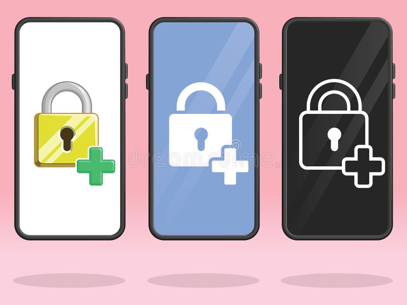 Smartphone Lock Plus Sign Adding Padlock Stock Vector - Illustration of ...
