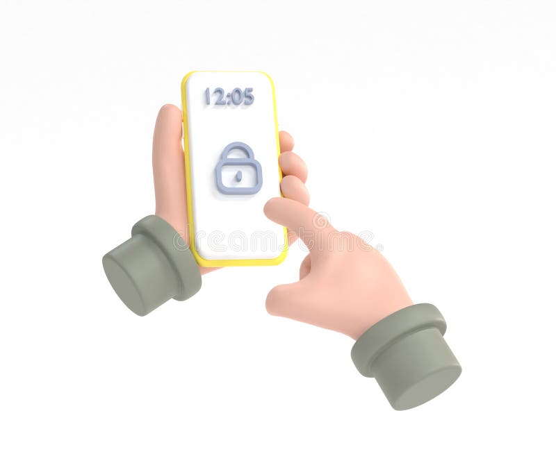 Smartphone Lock Screen. Hand Hold Smartphone with Master Key, Finger ... Smartphone Lock Screen. Hand Hold Smartphone with Master Key, Finger ...