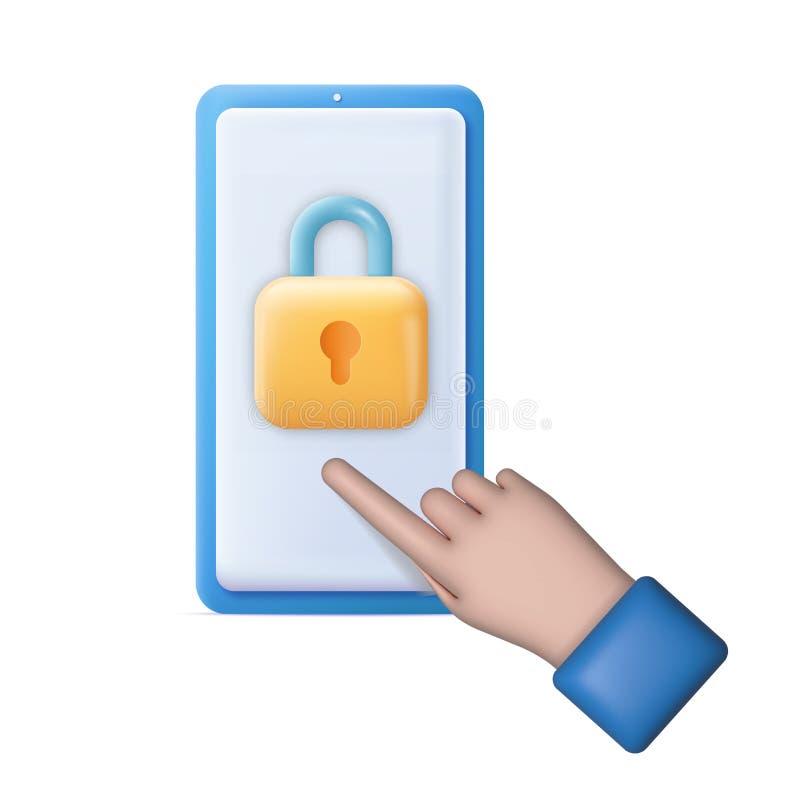 Smartphone Lock Screen. Hand Hold Smartphone with Master Key, Finger ...