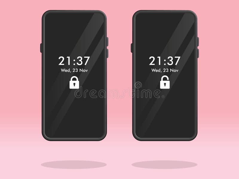 Smartphone Lock Screen Padlock with Date Clock Stock Vector ...