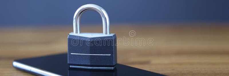 Smartphone with Lock on Screen is on Table Stock Image - Image of ...