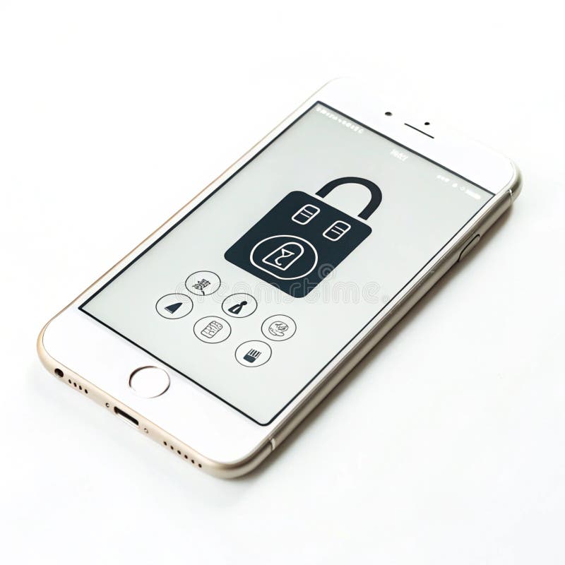 Smartphone Lock Screen. Hand Hold Smartphone with Master Key, Finger ...