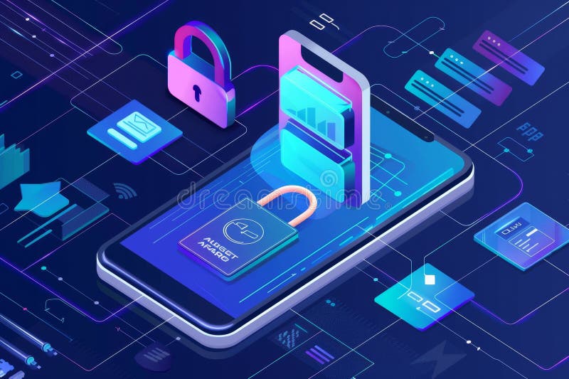 A Smartphone Locked with a Padlock, Illustrating Security Measures To ...