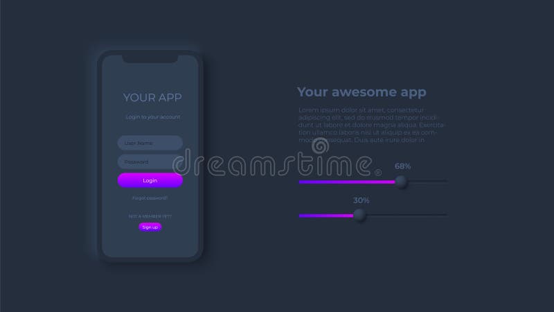 Smartphone with Login Form for App Development. Concept of Mobile ...