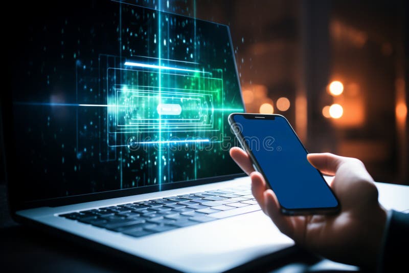 Smartphone Login To a Virtual Screen Signifies Advanced Technological ...