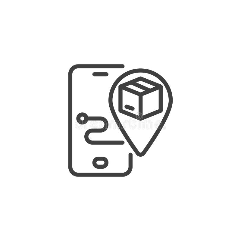 Smartphone with Logistics App Interface Line Icon Stock Vector ...