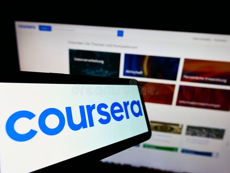 Smartphone with Logo of American E-learning Company Coursera Inc. on ...