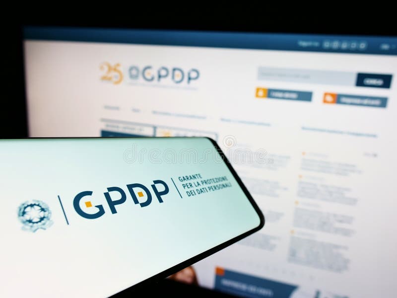 Smartphone with Logo of Italian Data Protection Authority (GPDP) on ...