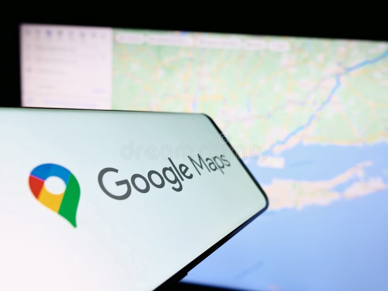 Smartphone with Logo of Web Mapping Platform Google Maps on Screen in ...