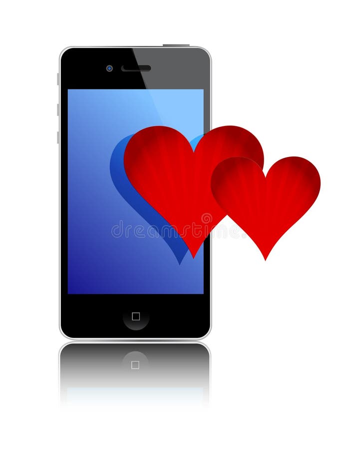 Cellphone with with Talk Bubble and Heart Shape. Flat Vector ...