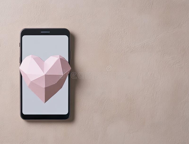 Smartphone with Low Poly Heart. Digital Love Concept Stock Image ...