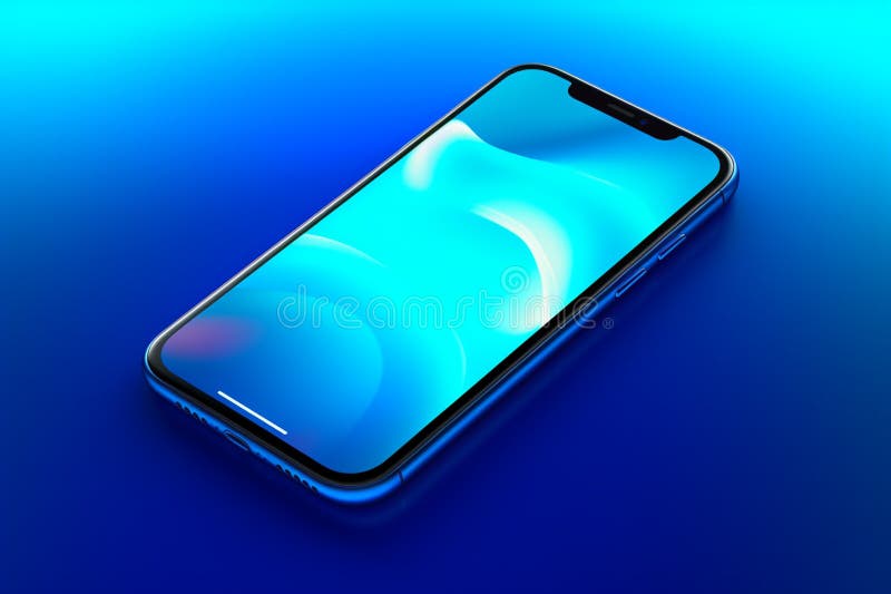 The Smartphone is Lying on a Blue Surface. the Phone Has a Black Screen ...