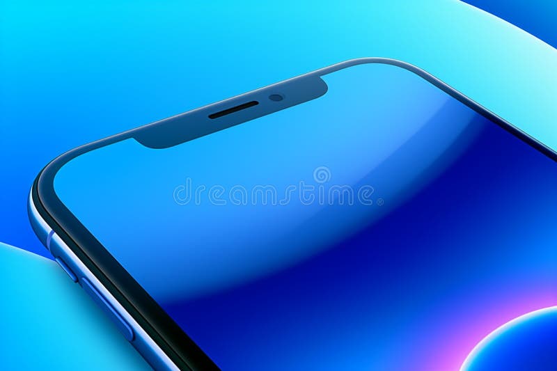 The Smartphone is Lying on a Blue Surface. the Phone Has a Black Screen ...