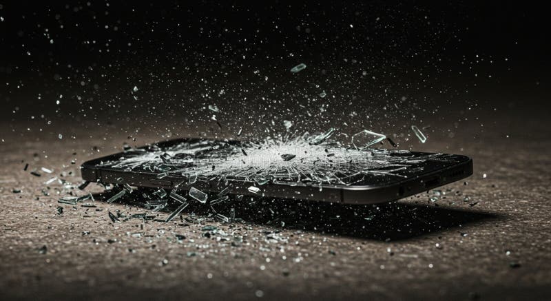 A Smartphone Lying on a Textured Surface with Its Screen Dramatically ...