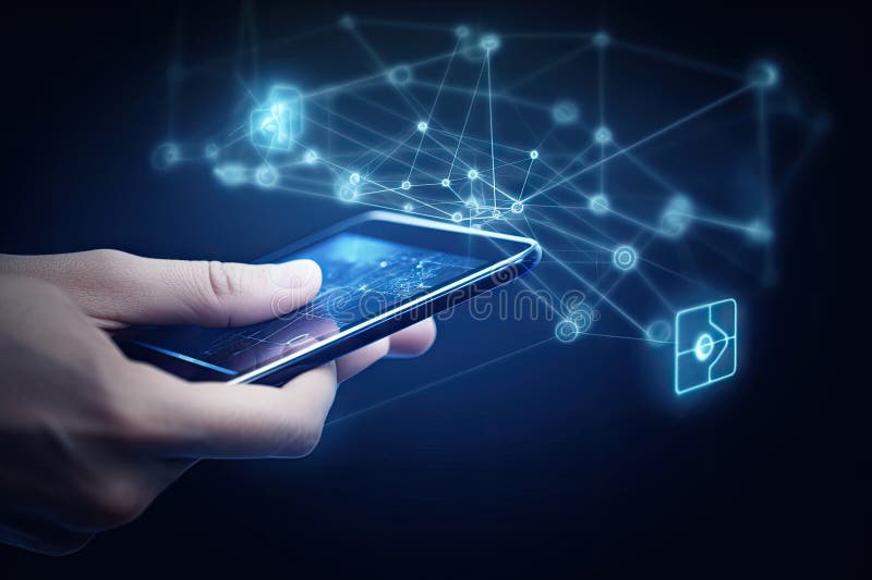 Smartphone with a Magic Screen in Hand, Generative AI Stock ...