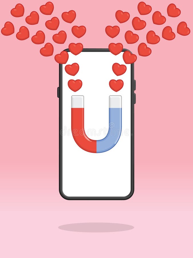 Smartphone Magnet Pulling Heart Love Attraction Stock Vector ...