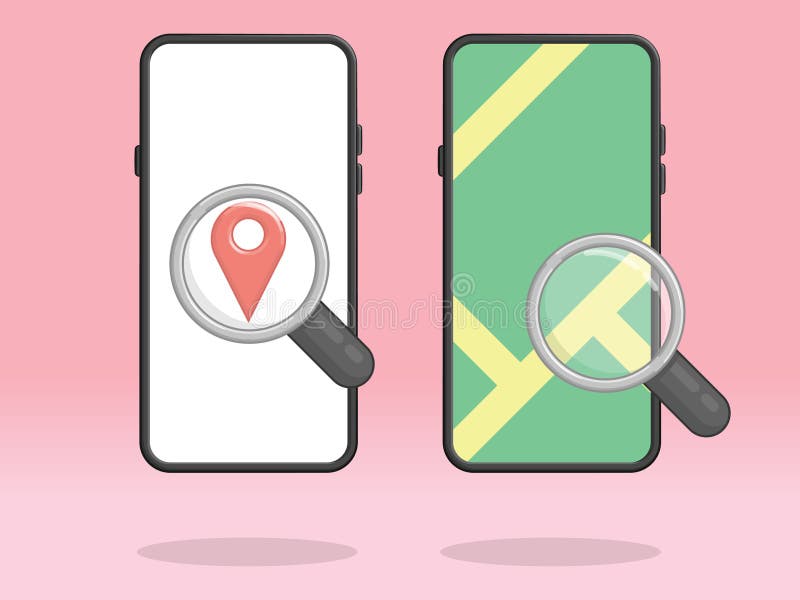Smartphone Magnifier Map Pin Location Inspection Stock Vector ...