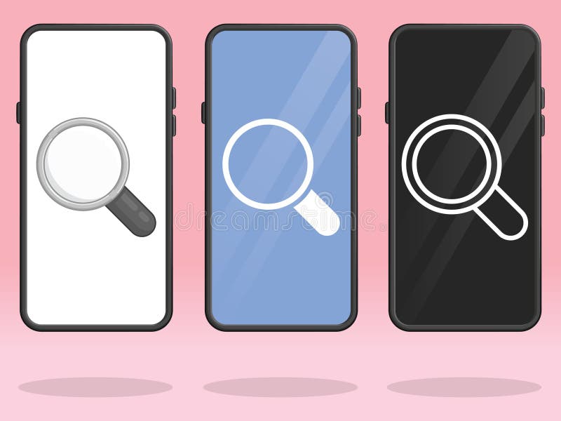 Smartphone Magnifier Search Zoom Silhouette on Screen Stock Vector ...