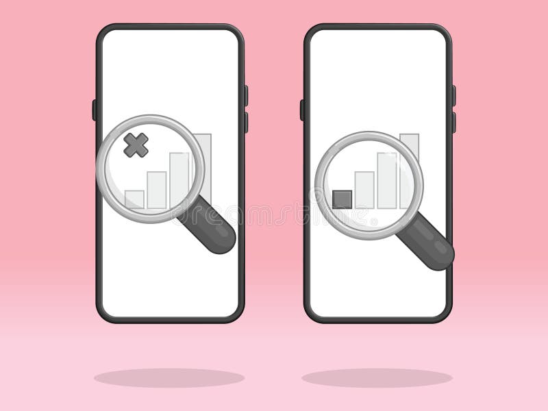 Smartphone Magnifier Signal Checking Reception Problems Stock Vector ...