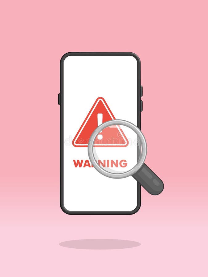 Smartphone Magnifier Warning Announcement Inspection Notice Stock ...