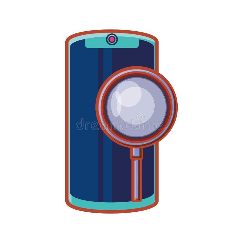 Smartphone with Magnifying Glass Stock Illustration - Illustration of ...