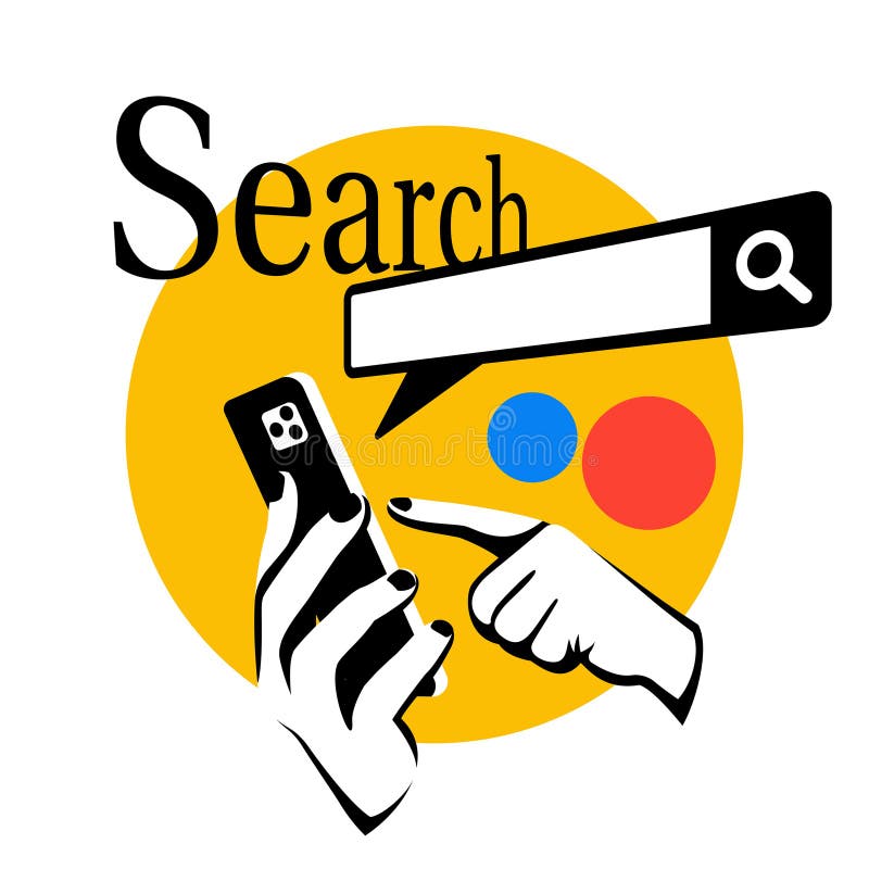 Smartphone In A Man S Hand A Man Uses The Search Bar Vector Stock Illustration Illustration