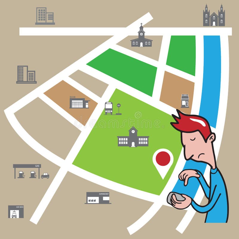 Smartphone Man Searching Location Stock Vector - Illustration of screen ...