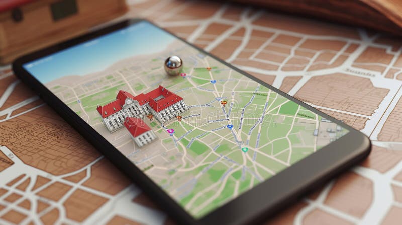 Smartphone Map Application and Location Pin Place Marker Pinpoint on ...