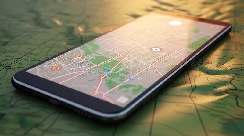 Smartphone Map Application and Location Pin Place Marker Pinpoint on ...