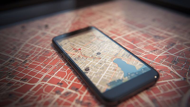 Smartphone Map Application and Location Pin Place Marker Pinpoint on ...