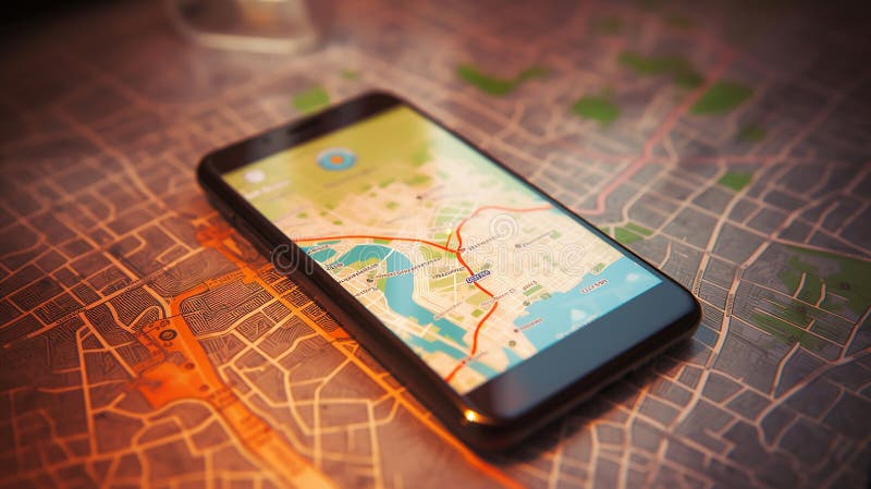 Smartphone Map Application and Location Pin Place Marker Pinpoint on ...