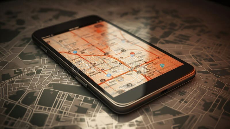 Smartphone Map Application and Location Pin Place Marker Pinpoint on ...