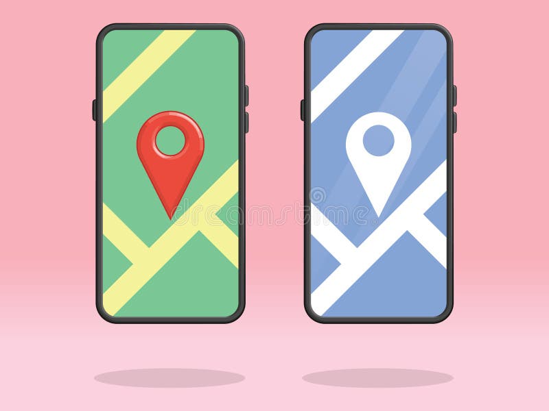 Smartphone Map Full Screen Destination Pin Stock Vector - Illustration ...