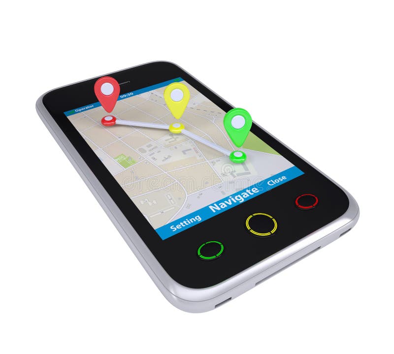 Smartphone with GPS Map Navigation App Stock Illustration ... Smartphone with GPS Map Navigation App Stock Illustration ...