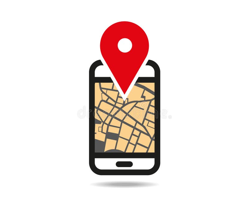 Smartphone with Map and Place Marker Stock Vector - Illustration of ...